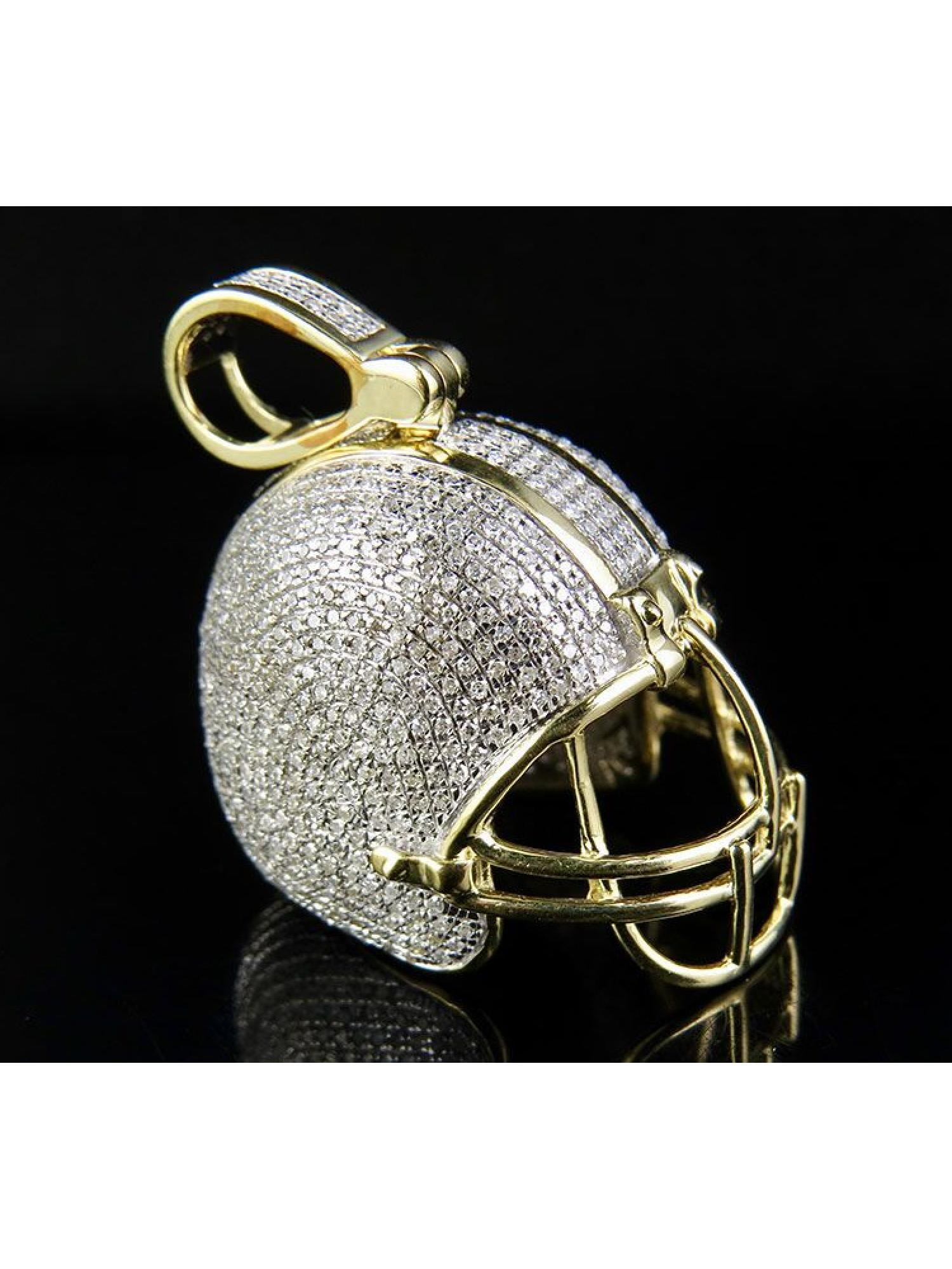 Jewelry Unlimited - Men's 10K Yellow Gold Real Diamond 3D Football NFL ...