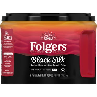 (6 pack) Folgers Black Silk Ground Coffee, Dark Roast, 22.6 oz Canister ...
