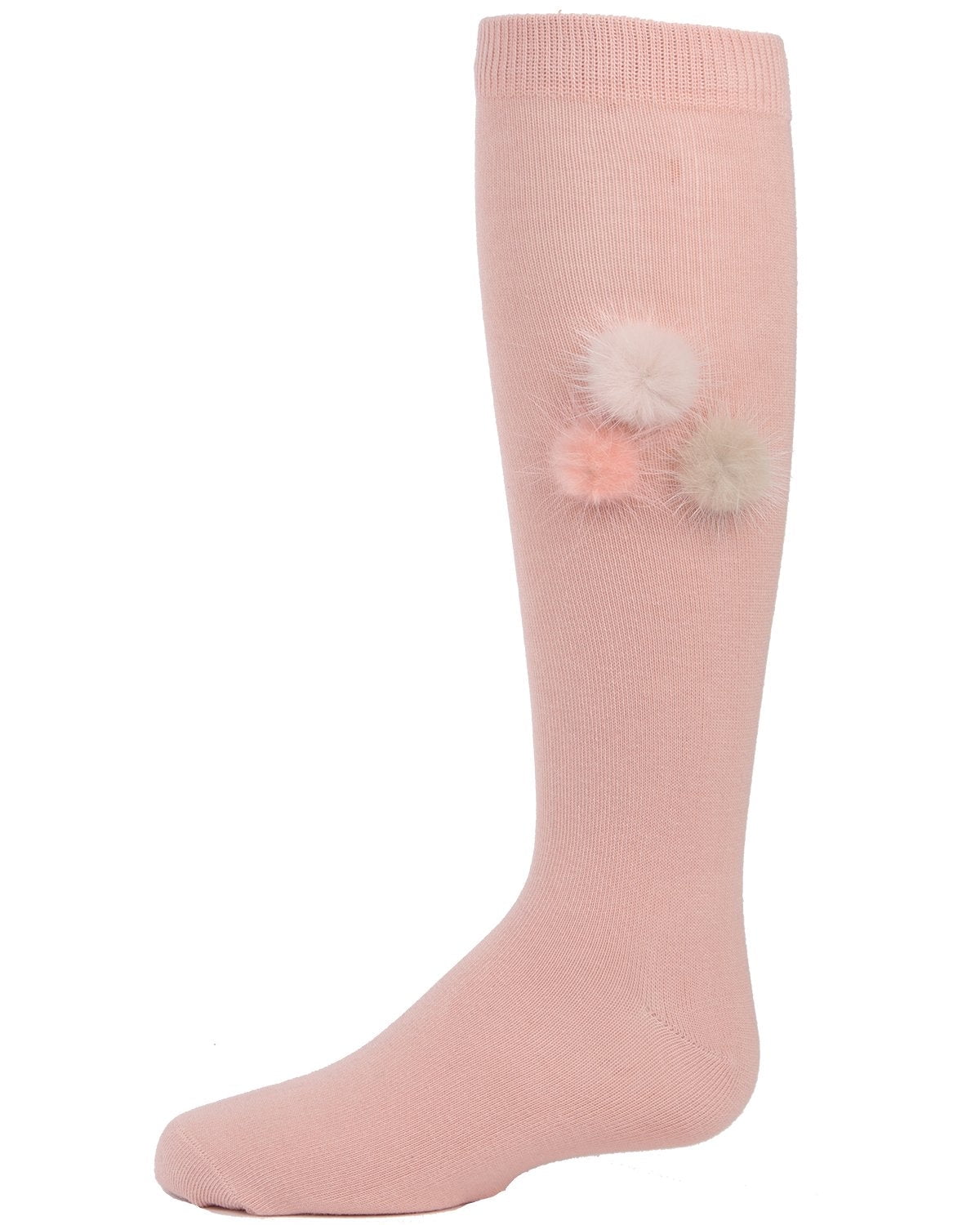MeMoi Fuzzy and Fun Girls Pom-Pom Cotton Blend Knee Socks - Girls ...