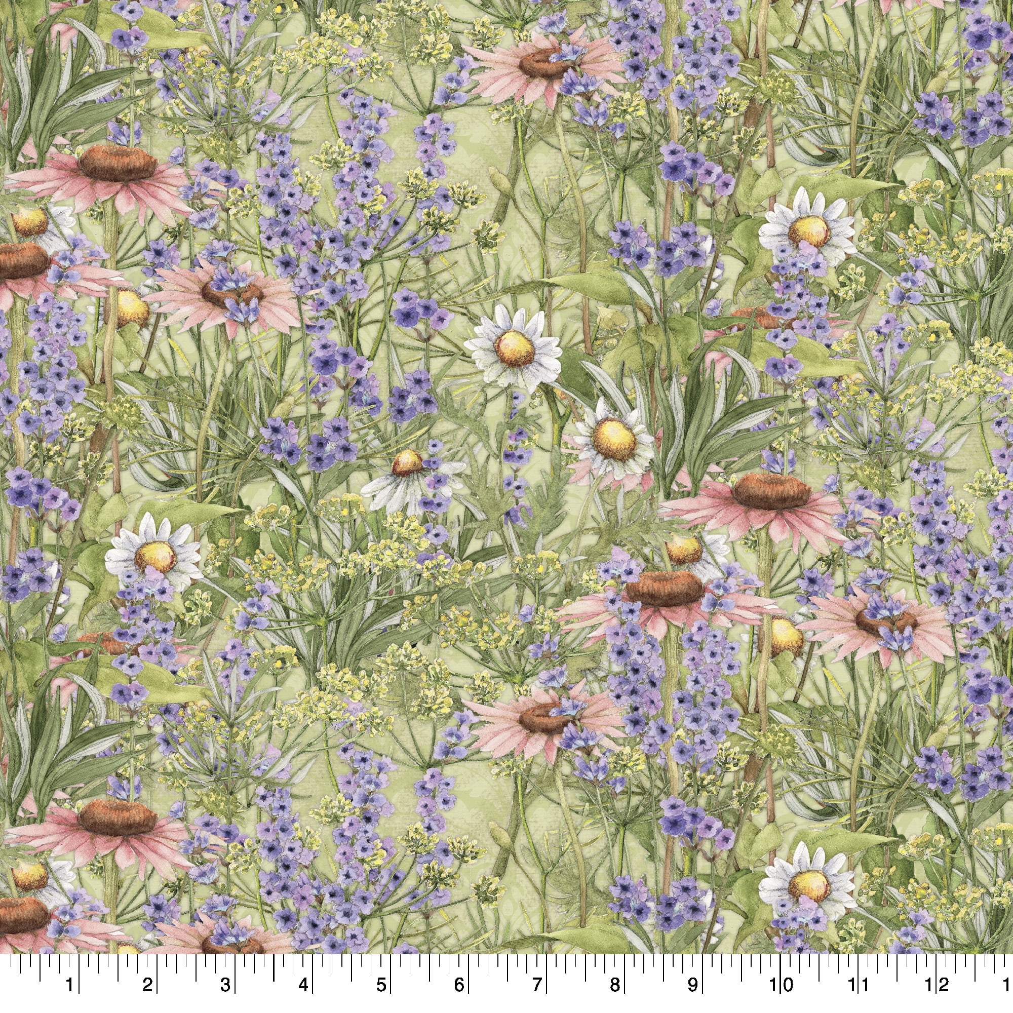 Springs Creative 44" Cotton Flowering Herbs Flower Garden Sewing ...