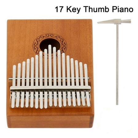 17 Keys Thumb Piano Portable Solid Wood Finger Piano W/tune Hammer ...