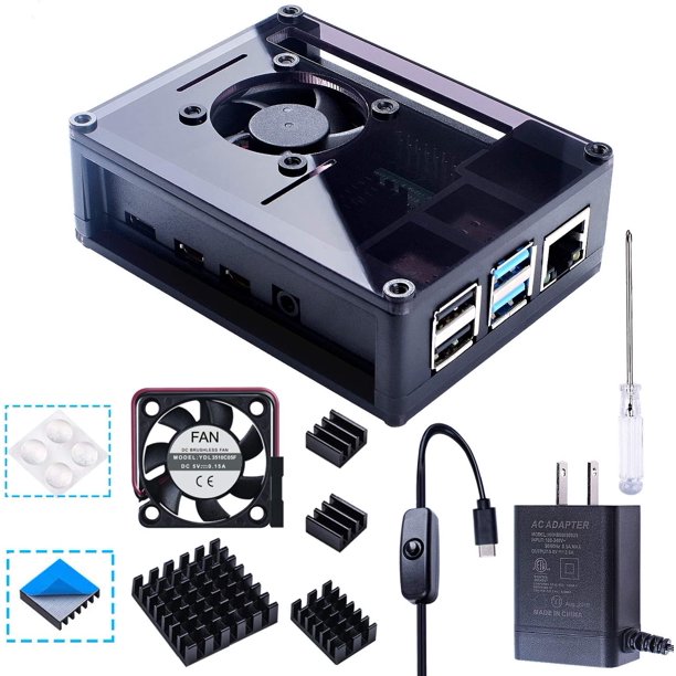 S Acrylic Case for Raspberry Pi 4 Model B, Case with 35 MM Fan, 4PCS ...