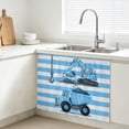 Blue Truck Small Cabinet Curtains 11"W x 13"L, Cartoon Striped ...