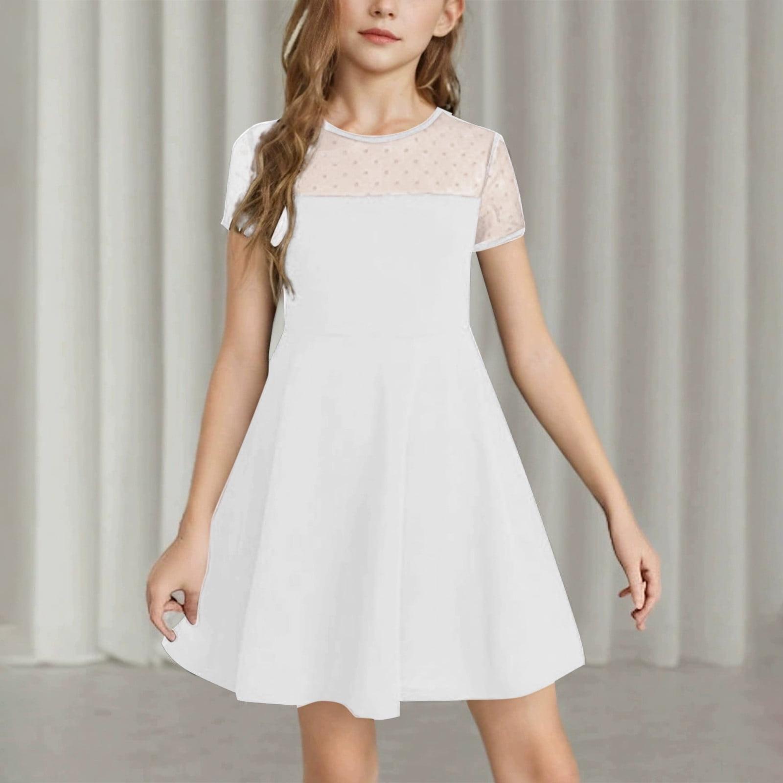 Click here for Hhsclothinggg Girls Dresses Cute Solid Color Mesh... prices