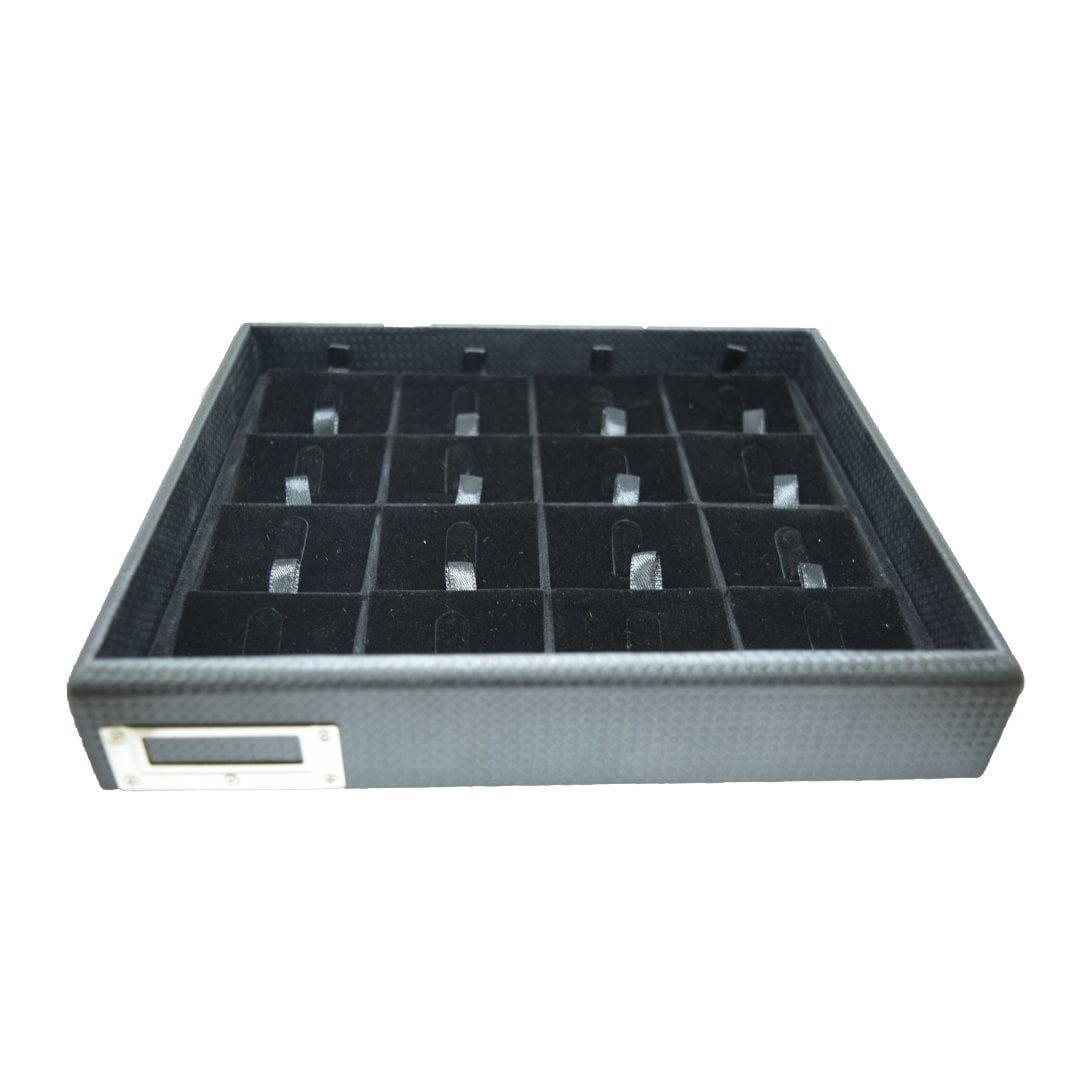 Black Jewelry Display With Black Velour 16-Ring Clip Display Tray ...