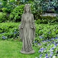 Luxenhome Gray Mgo Virgin Mary Garden Statue