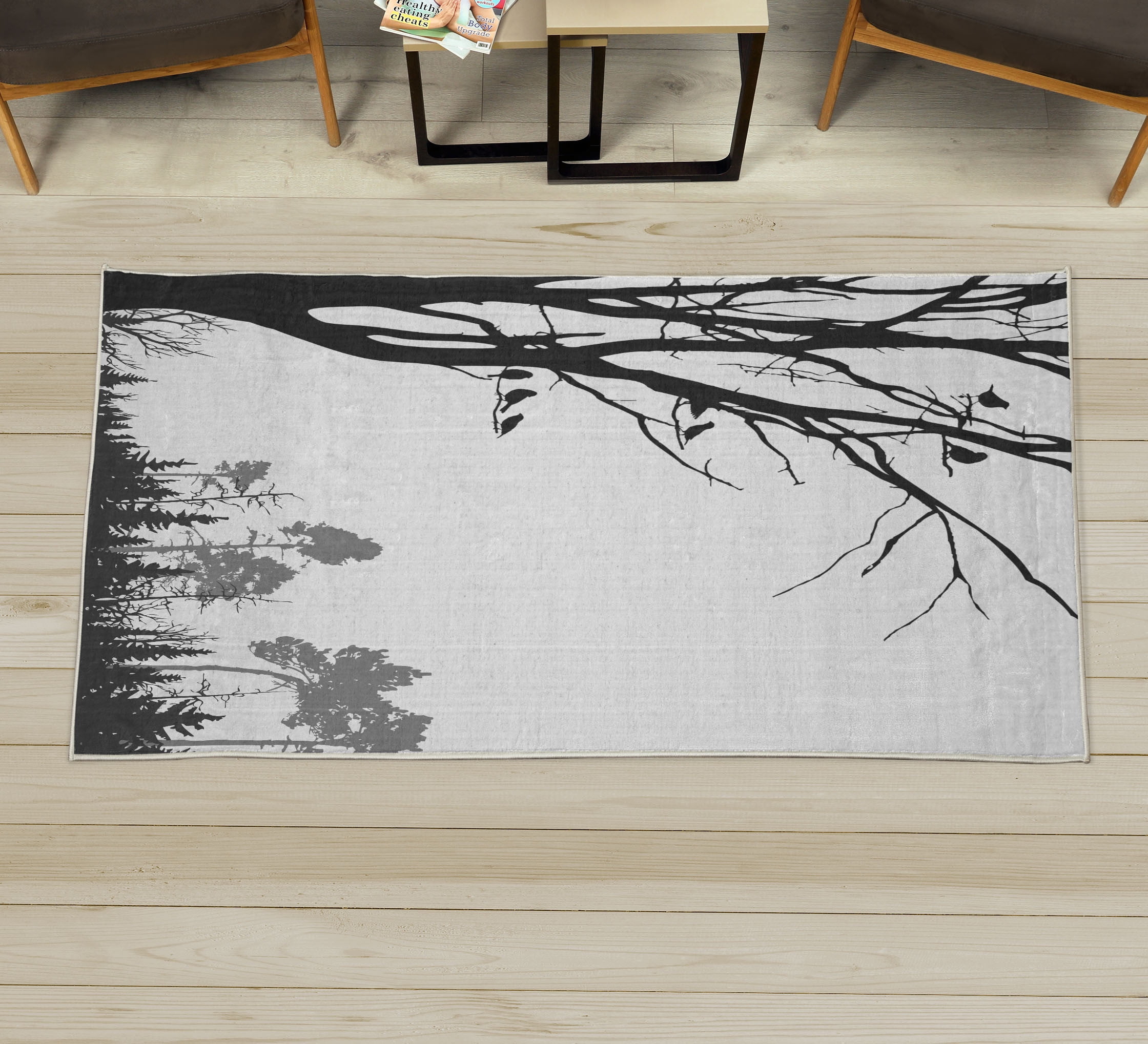 Forest Decorative Rug, Nature Theme the Panorama of a Forest Pattern ...