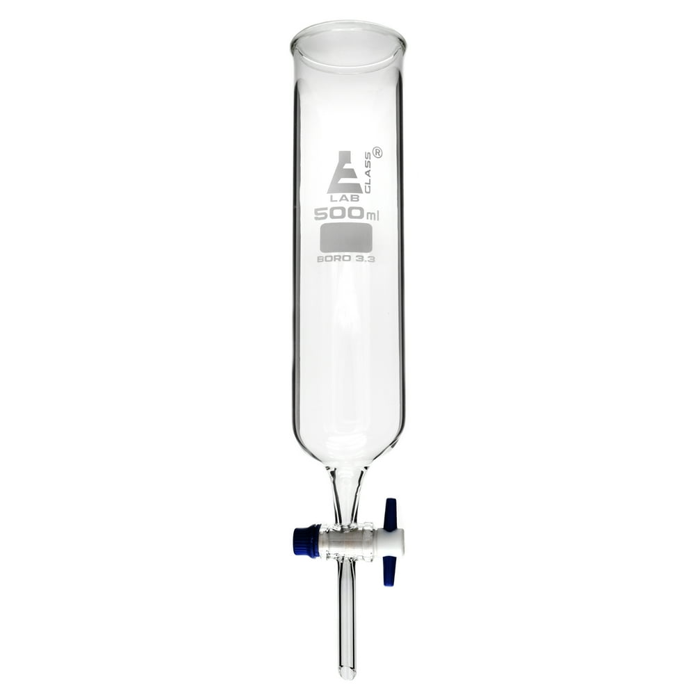 Dropping Funnel, 500ml, Cylindrical - Open top with PTFE Key Stopcock ...