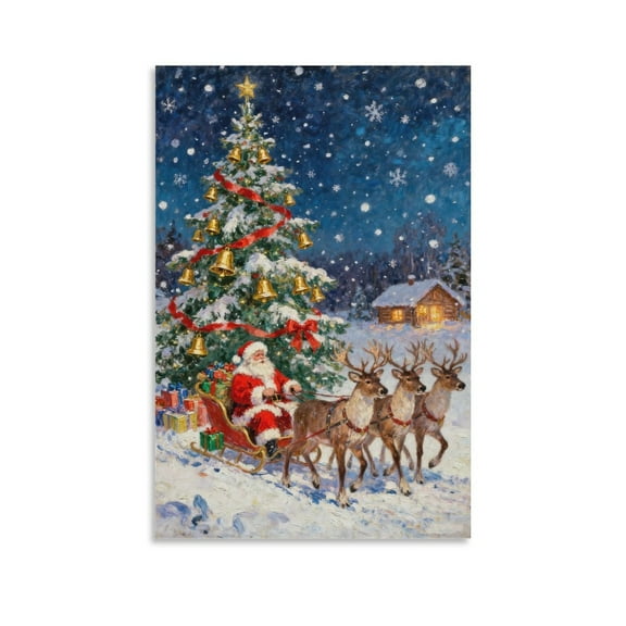 Christmas Santa Wall Art Wall Art Poster Scroll Canvas Painting Picture ...