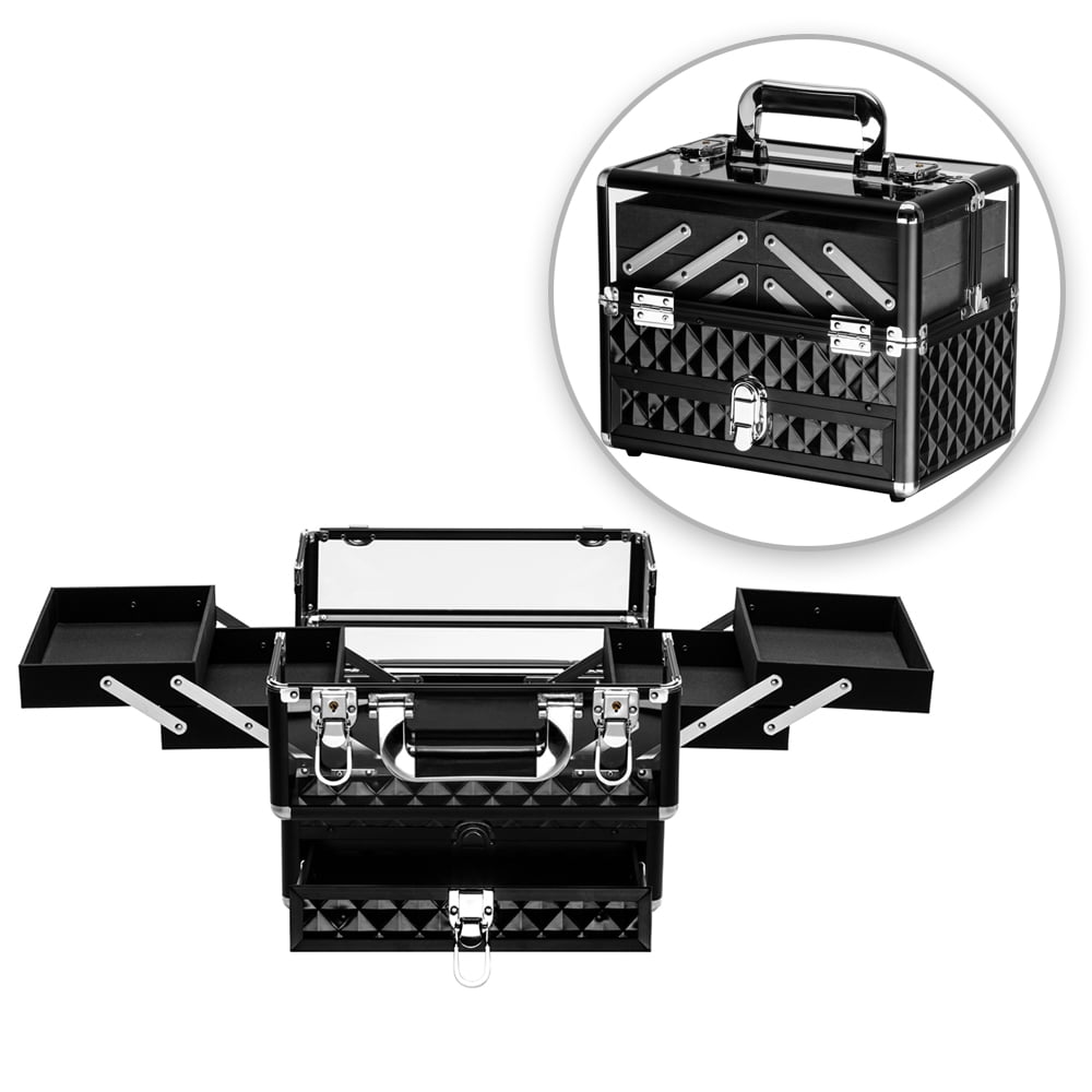 Portable Makeup Train Case Professional Cosmetic Case Travel Organizer