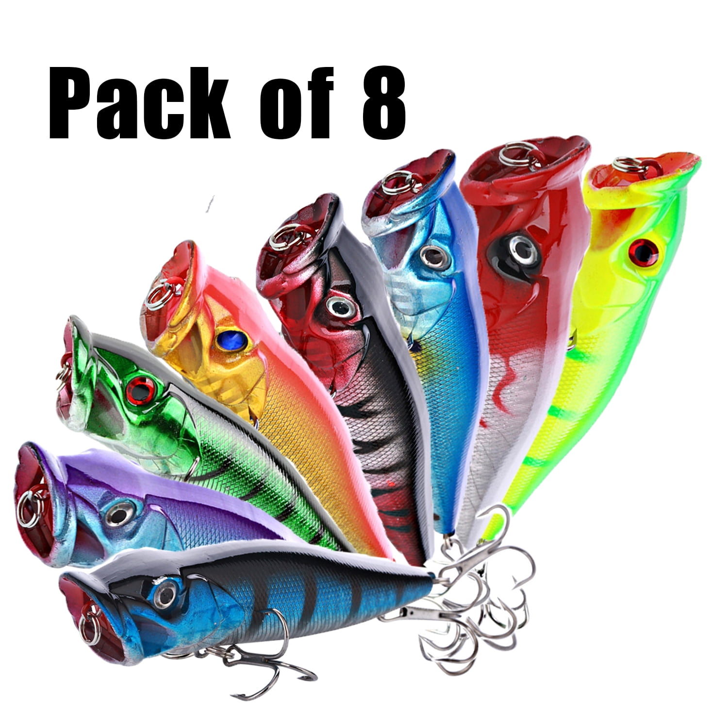Sougayilang 8 Pack Hard Plastic Topwater Fishing Lures Swimbait Bass ...