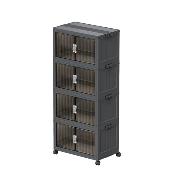 51QT 4 Tier Stackable Storage Bins with Magnetic Front Door & Top Lid ...