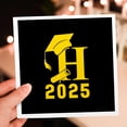 3drose, Splendid Letter H. Academic Cap, Certificate. Yellow on Black ...