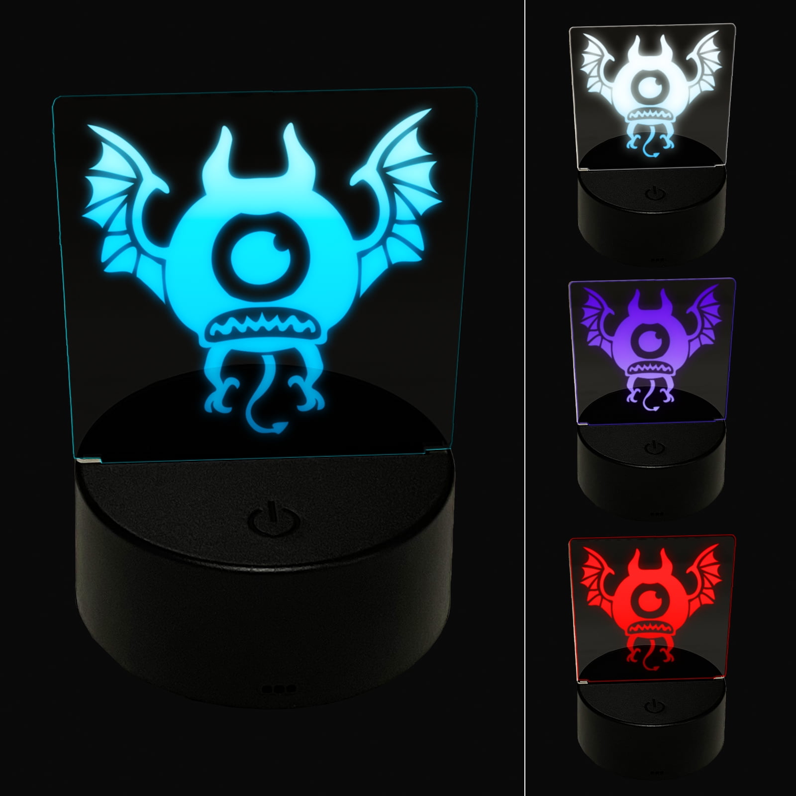 One Eyed Monster Demon with Bat Wings LED Night Light Sign 3D Illusion ...