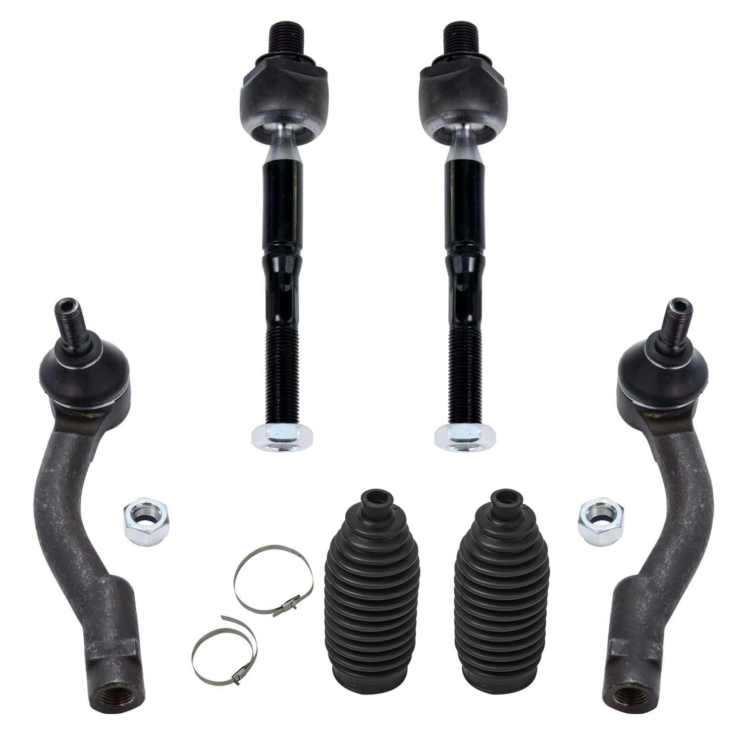 Detroit Axle - 6PC Front Inner and Outer Tie Rod Ends w/Rack Boots ...