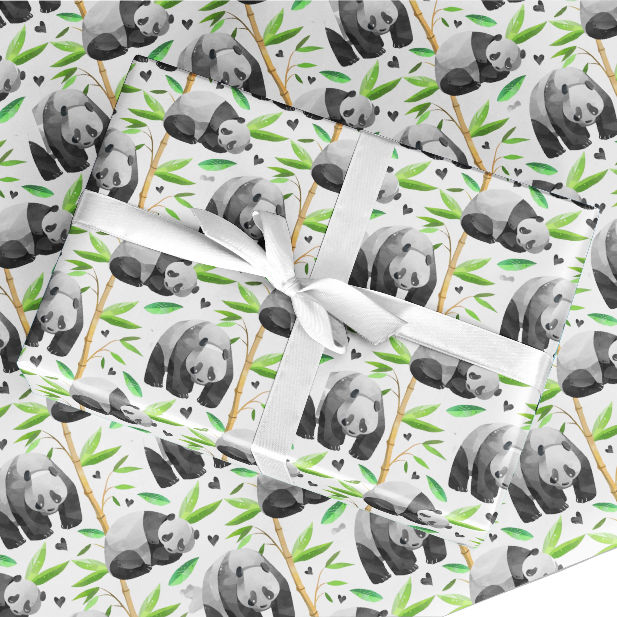 Panda Bear Wrapping Paper Gift Wrap 30" x 84" Sheet Vintage Style ...