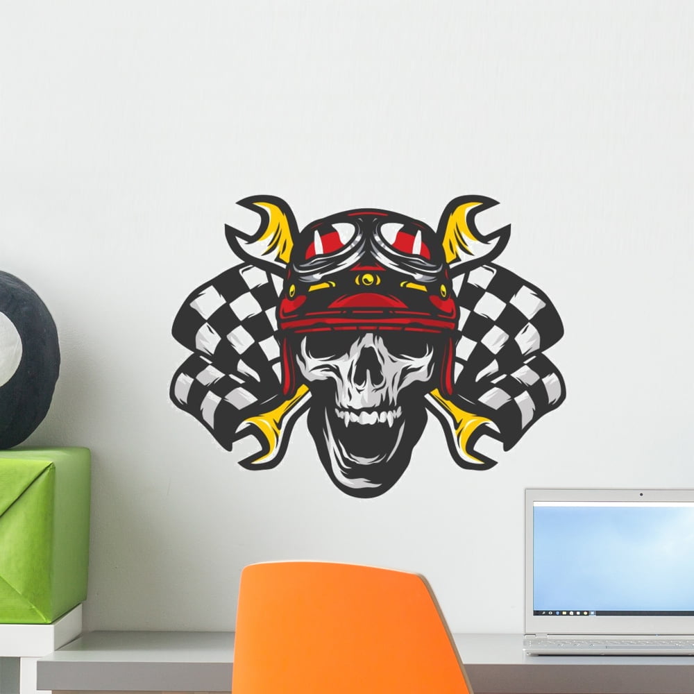 Gear-head Skull Road Rider Wall Decal Wallmonkeys Peel and Stick Decals ...