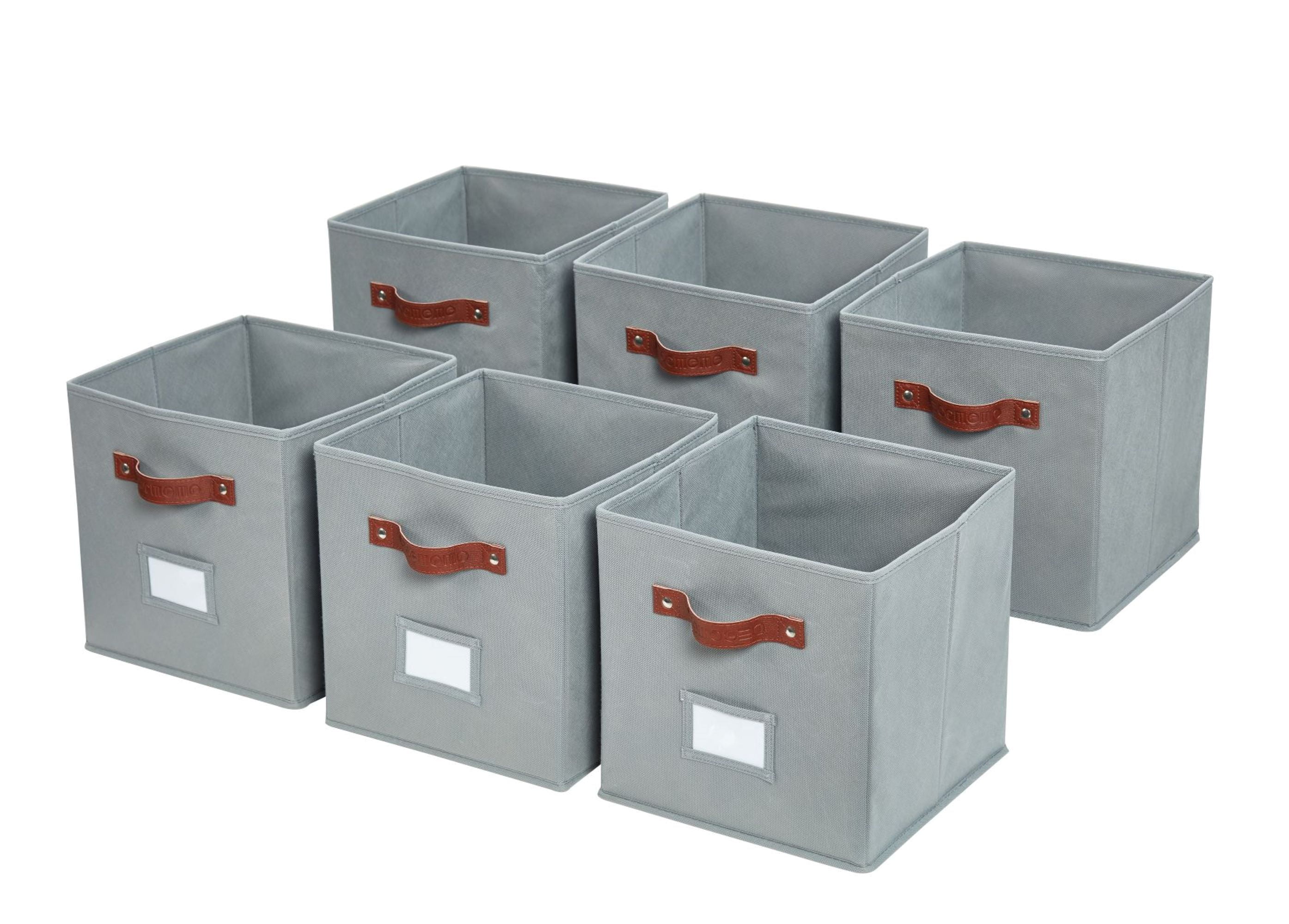 DECOMOMO Cube Storage Bins, Storage Cubes with Handles, Set of 6, Grey ...