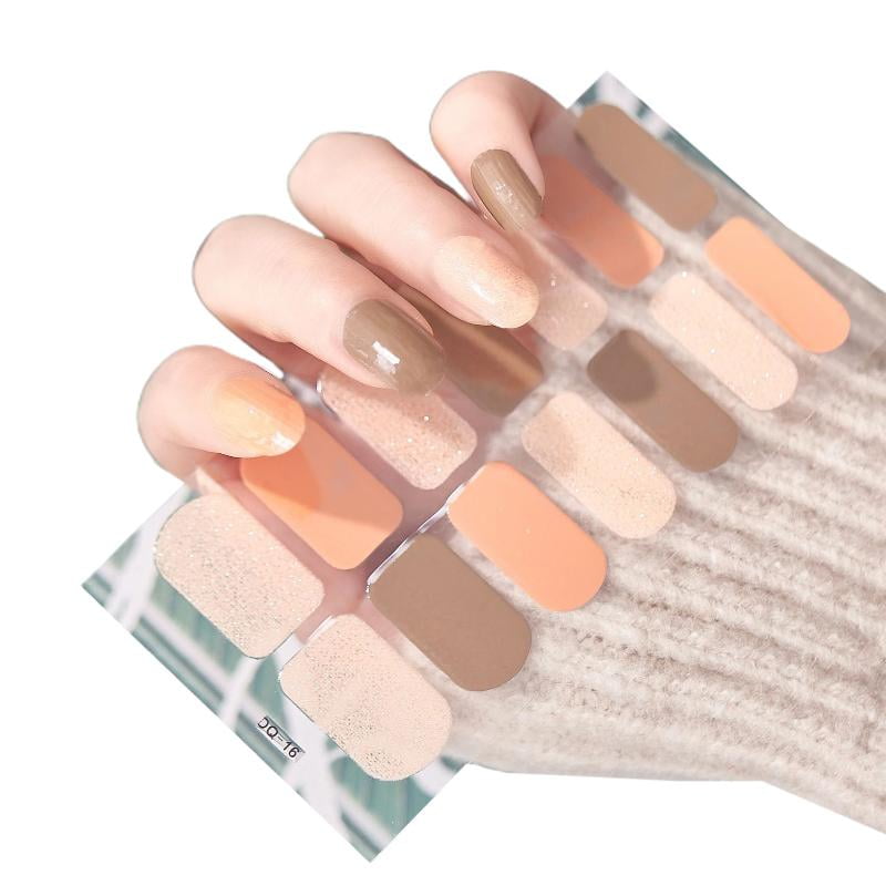 VIEGINE Nail Polish Strips Glitter Plaid Gel Nail Strips Full Nail ...