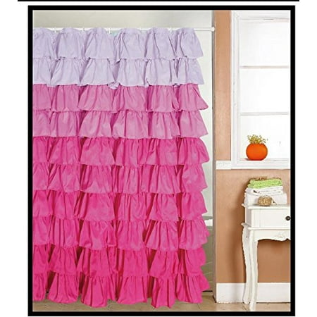 Ruffled multi pink Fabric Shower Curtain - Walmart.com