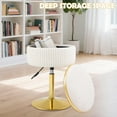 Adjustable Velvet Vanity Stool with Storage, 360° Swivel Round Ottoman ...