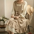 1pc Vintage European Apron Artistic Florist Design Ruffled Hem Kitchen ...