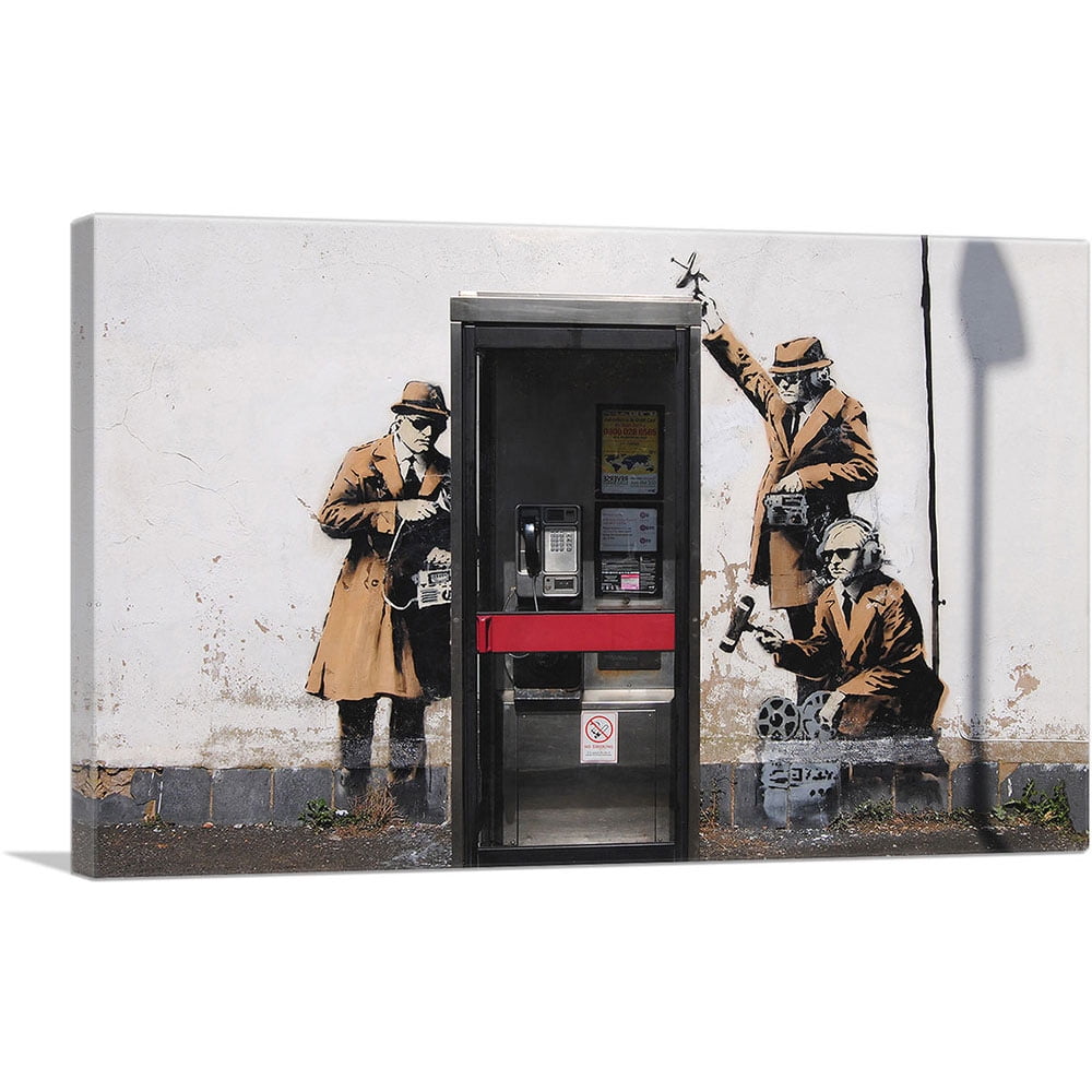 ARTCANVAS Spy Booth Canvas Art Print by Banksy - Size: 12" x 8" (0.75 ...