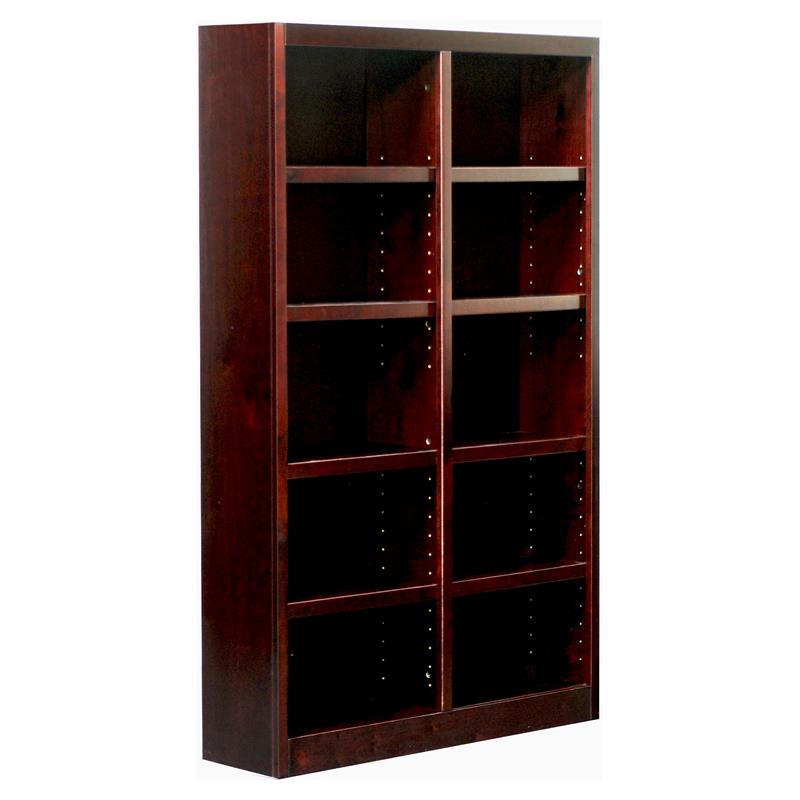 Bowery Hill Traditional 72" Tall 10-Shelf Double Wide Wood Bookcase in ...