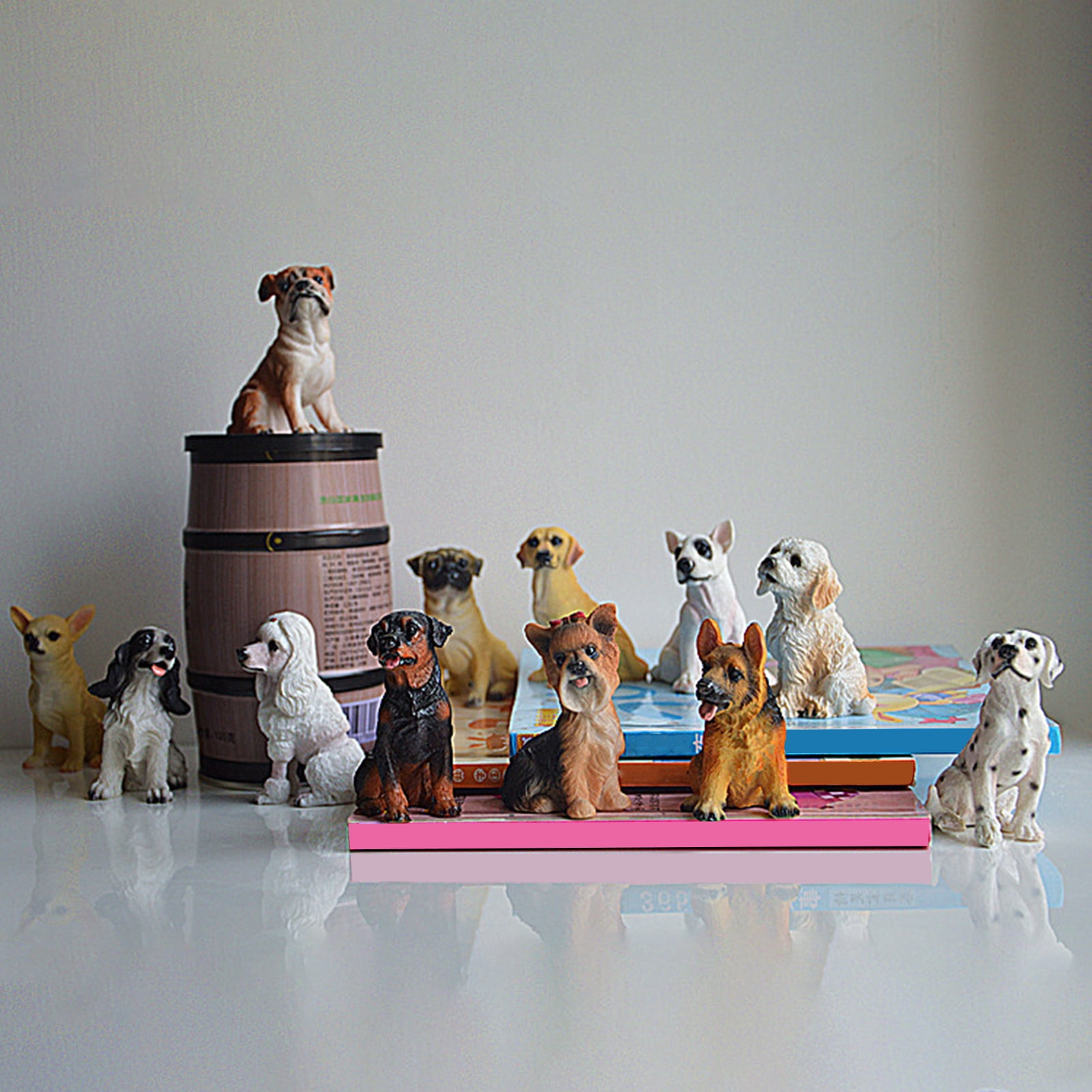 Set of 12 Realistic DIY Craft Cartoon Dog Statues - Micro Landscape ...