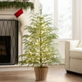 Potted 4ft Pre-Lit Twinkle LED Cypress Artificial Christmas Tree, Green ...