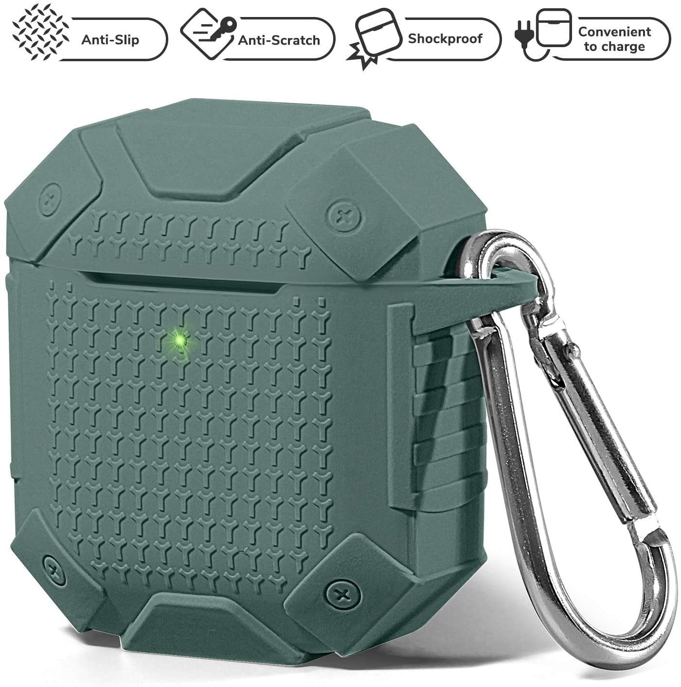 AirPods Case [Front LED Visible], GMYLE Silicone Protective Heavy Duty ...