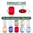 40Pcs 10 Colors Electroplate Transparent Glass Beads Rectangle Faceted ...