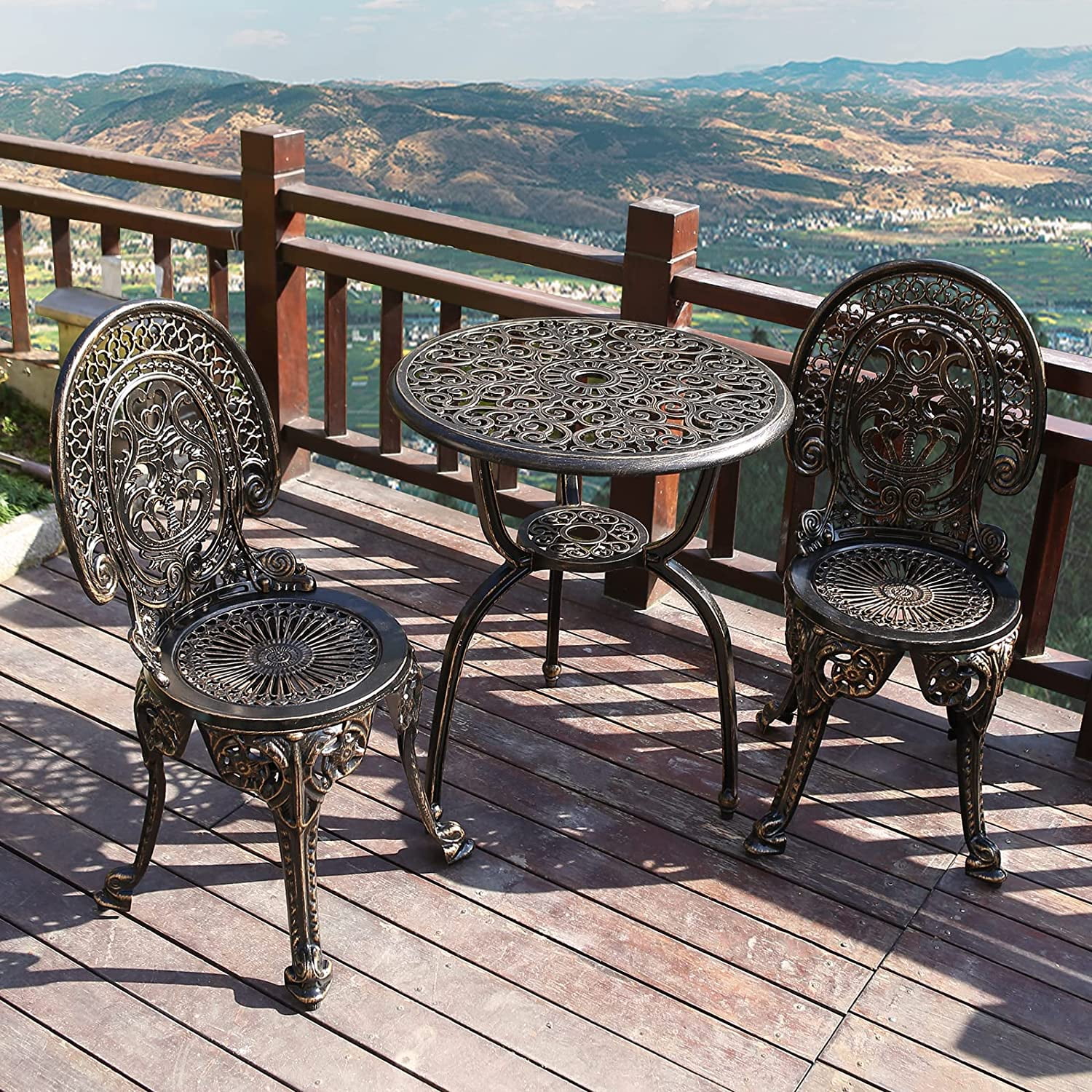 ZXNYH Patio Bistro Set.Rust-Resistant Cast Aluminum Bistro Table Set ...