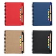4 Pcs Lined Spiral Notebooks with Sticky Notes and Pens Kraft Notebook ...