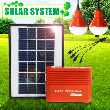 3W Solar Panel Light Lighting Bulb Kit Solar Generator Power Bank Phone ...
