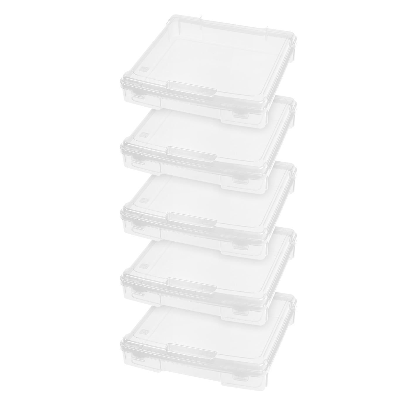 4 Pack Clear IRIS 12 x 12 Scrapbook File Box Storage File Boxes