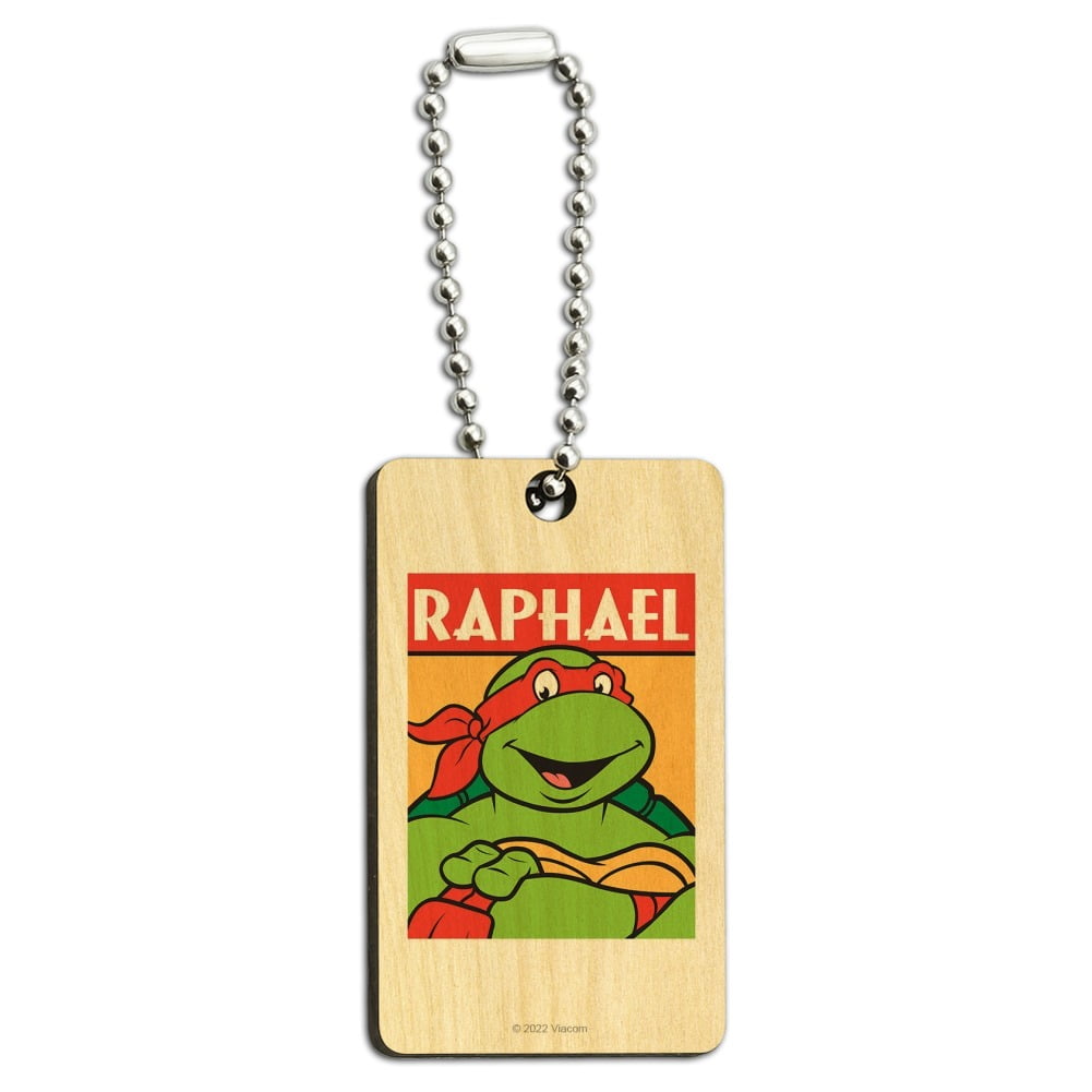Teenage Mutant Ninja Turtles Raphael Wood Wooden Rectangle Keychain Key ...