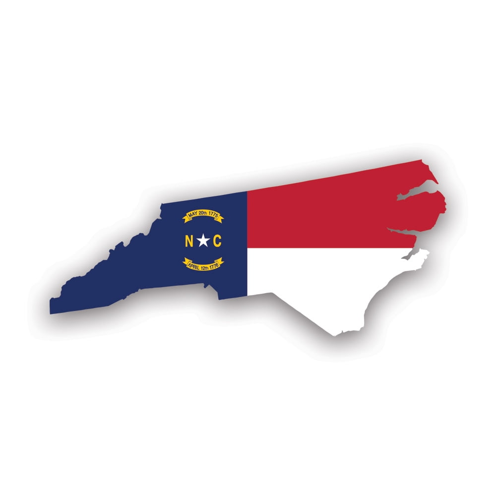 North Carolina State Shaped Flag Sticker Decal - Self Adhesive Vinyl ...