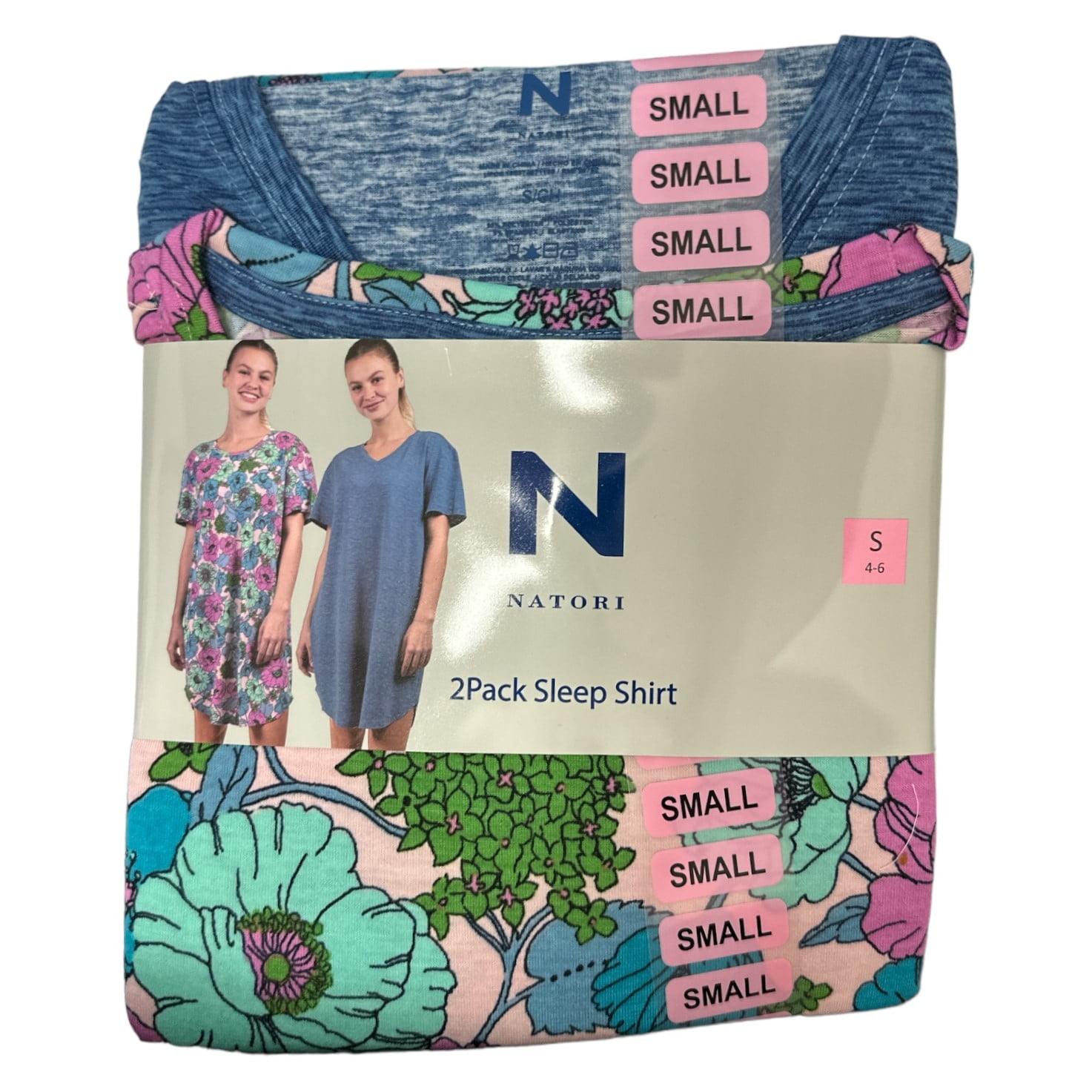 Natori Women's Soft Jersey Fabric Short Sleeve Sleep Shirts, 2 Pk (Teal ...
