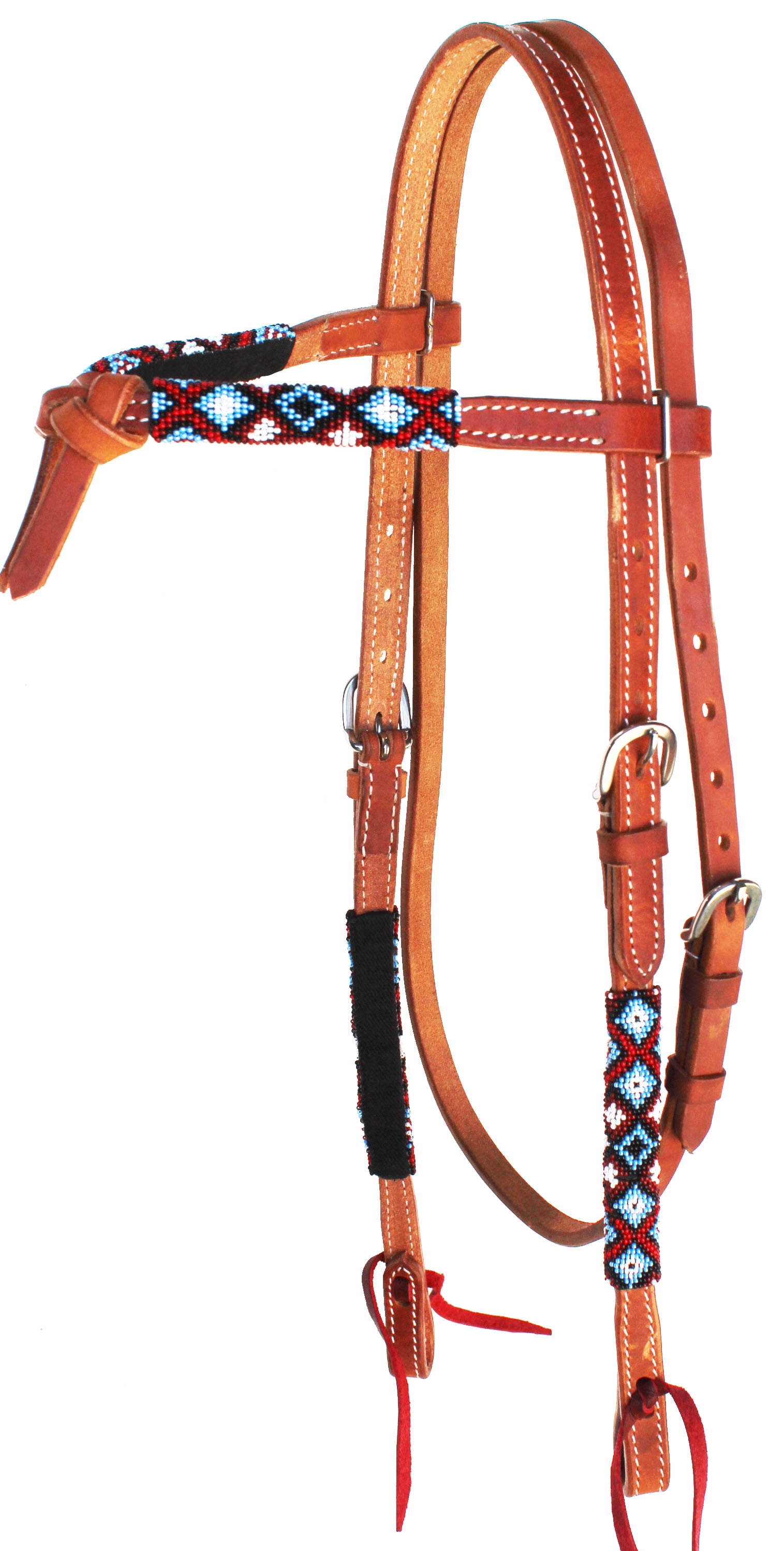 Horse Show Bridle Western Leather Headstall Beaded Overlay Knotted ...