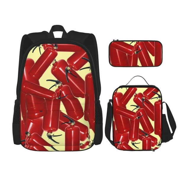 Fotbe Fire Extinguisher Set Escolar 3 en 1 para Niños - Mochila Duradera con Lonchera Aislante y ...