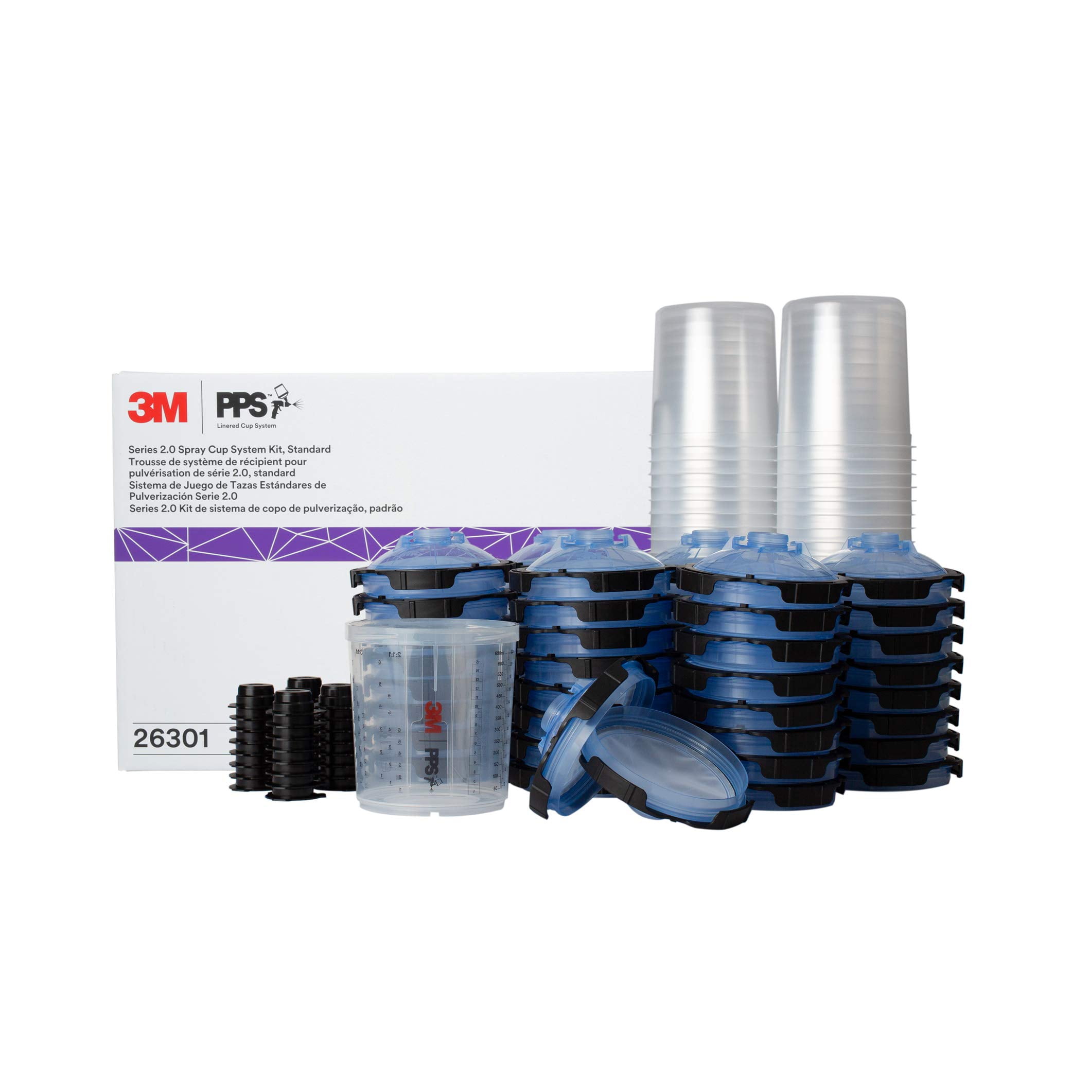 3M PPS 2.0 Spray Gun Cup, Lids and Liners Kit, 26301, Standard, 22 ...