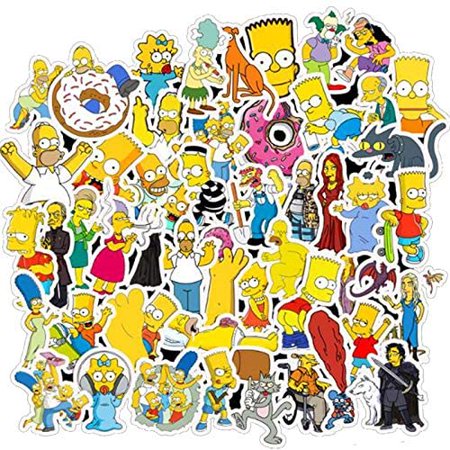 Simpsons Stickers 50 Pcs PVC Sticker Decal for Laptops, Mac-Book ...