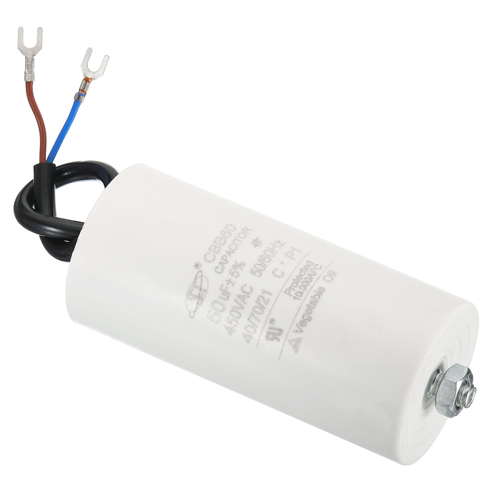 Uxcell CBB60 50uF Run Capacitor, AC450V 2 Wires 50/60Hz Cylinder with ...