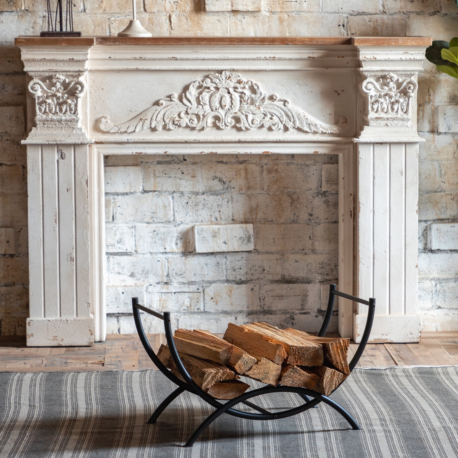 HollyHOME Curved Heavy Duty Indoor/Outdoor Firewood Racks 26 Inches Log ...