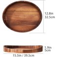 Acacia Wood Round Ottoman Tray – Decorative Serving Tray with Handles ...