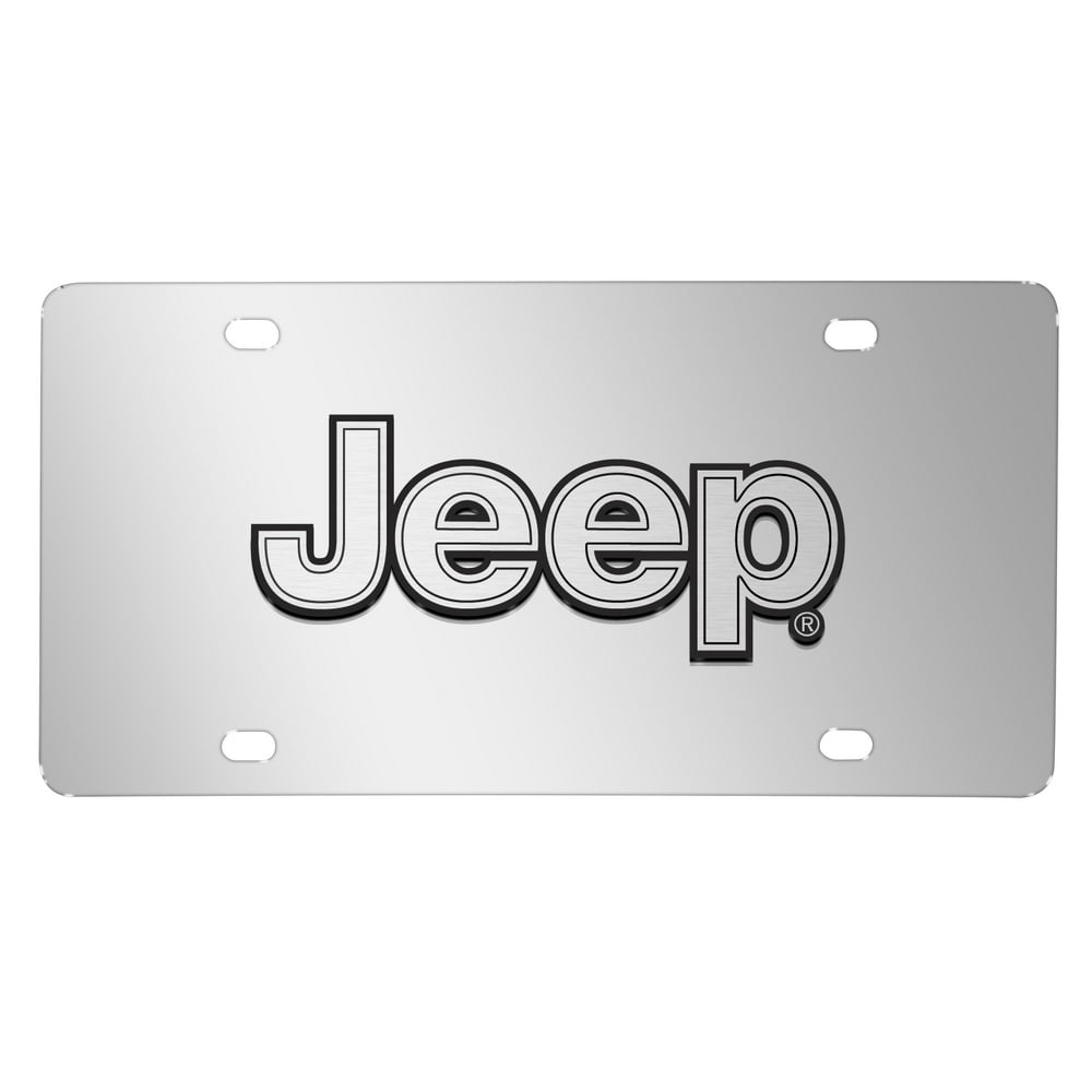 Jeep Silver 3D Logo Mirror Chrome Stainless Steel License Plate ...