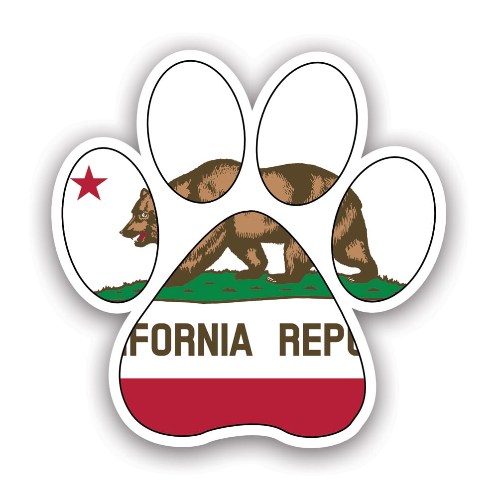California State Paw Print Shaped Sticker Decal - Self Adhesive Vinyl ...