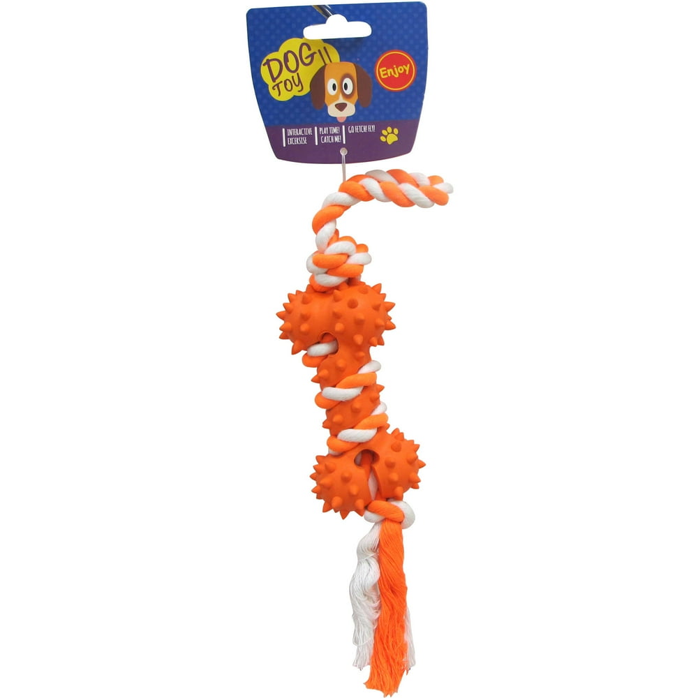 Assorted Rubber Dog Toy with Rope, Orange/Green - Walmart.com - Walmart.com