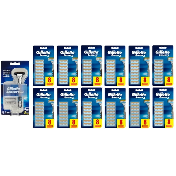 Gillette Sensor 3 Refill Razor Blade Catridges, 8 count + Gillette ...